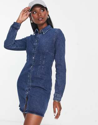 ASOS DESIGN - Robe chemise en jean - Bleu moyen | ASOS