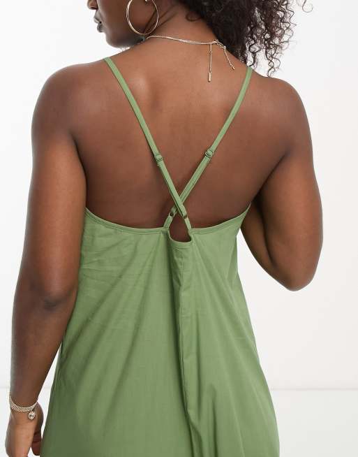 Asos Design Robe De Plage Longue à Fines Bretelles Et Ourlet