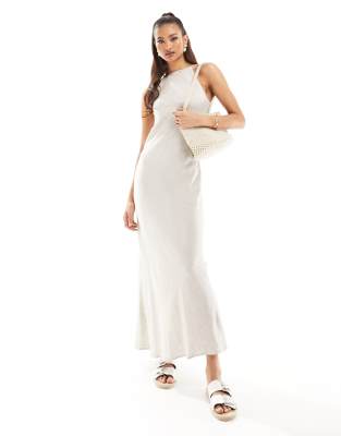ASOS DESIGN - Robe d'été longue en lin coupe nageur - Avoine | ASOS