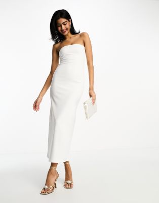 ASOS DESIGN - Robe longue bandeau à ourlet fendu - Blanc | ASOS