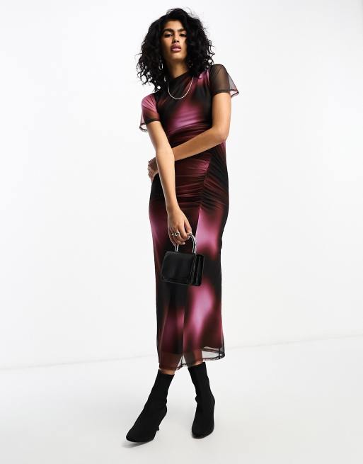 Asos Design Robe Mi Longue En Tulle Avec Encolure Asymétrique Et