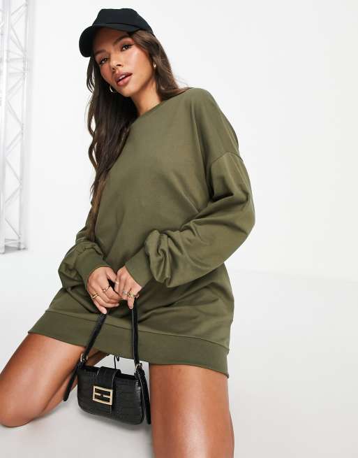 ASOS DESIGN - Robe sweat courte oversize - Kaki | ASOS