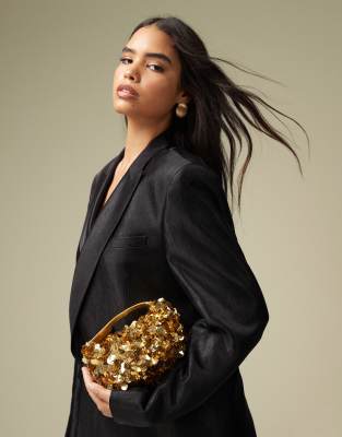 ASOS DESIGN round sequin grab bag in gold | ASOS