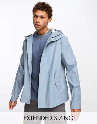 ASOS DESIGN rubberised rain jacket in dusty blue | ASOS