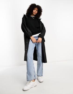 ASOS DESIGN rubberised rain parka coat in black | ASOS