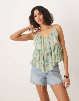ASOS DESIGN ruffle cami in floral print | ASOS
