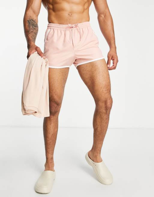 ASOS DESIGN runner swim shorts in super short length with contrast ...