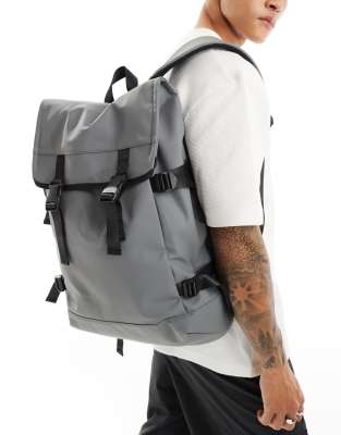 ASOS DESIGN - Sac à dos caoutchouté à deux sangles - Gris et noir | ASOS