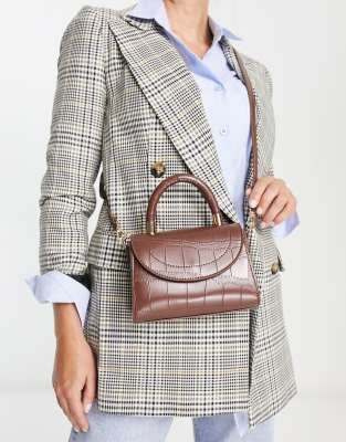 ASOS DESIGN - Sac bandoulière incurvé style enveloppe - Croco marron | ASOS