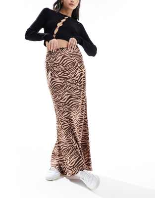 ASOS DESIGN satin maxi skirt in animal print | ASOS