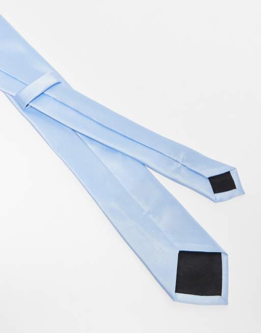 ASOS DESIGN satin plain satin tie in pastel blue | ASOS