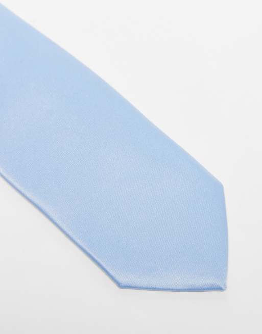 ASOS DESIGN satin plain satin tie in pastel blue | ASOS
