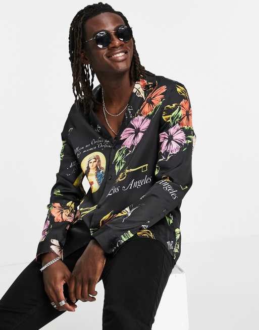 Asos Design Satinhemd In Regulärer Passform Mit Tiefem Reverskragen