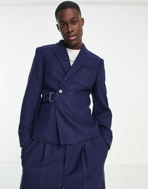 Asos Design Schmal Geschnittene Kurze Anzugjacke Aus Twill Wollmix
