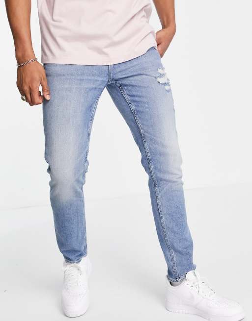 Asos Design Schmal Geschnittene Stretch Jeans In Verwaschenem