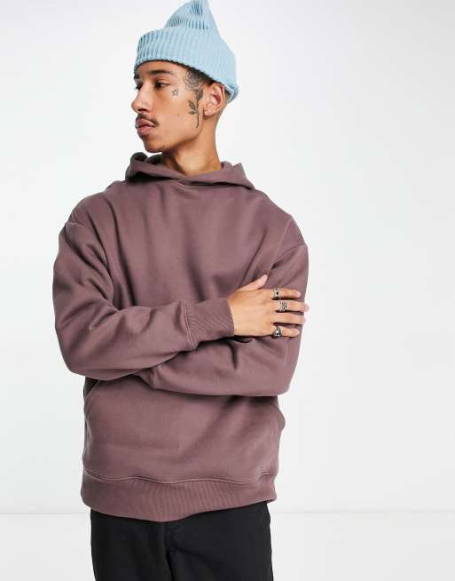 Asos Design Schwerer Oversize Kapuzenpullover In Verwaschenem Braun