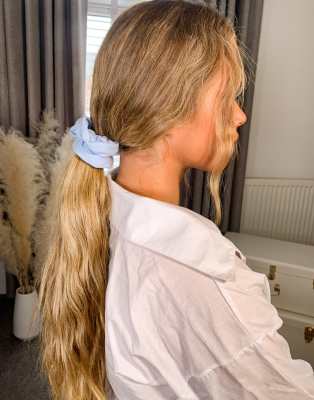 ASOS DESIGN scrunchie in baby blue sweat fabric | ASOS