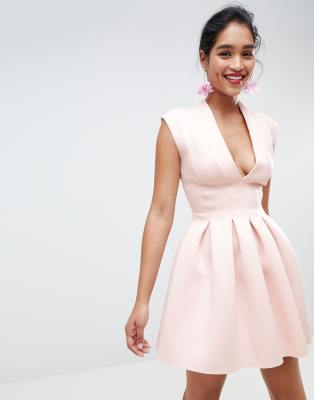 ASOS DESIGN scuba seamed open back mini prom dress | ASOS