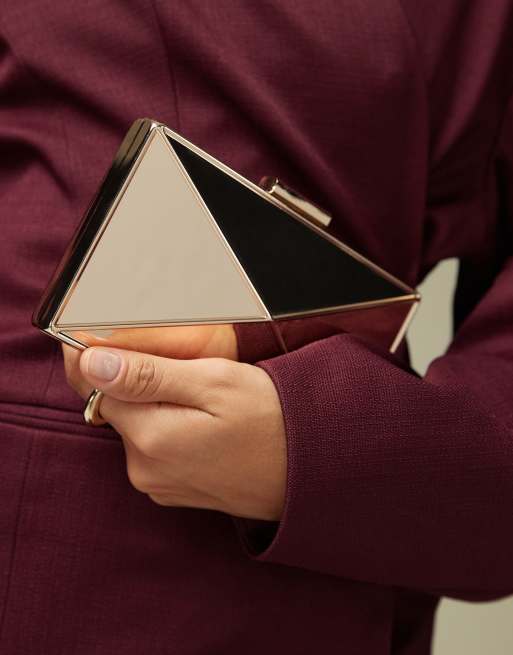 ASOS DESIGN sculptural rectangle hardcase clutch in gold | ASOS