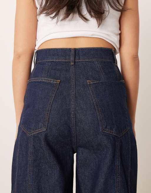 ASOS DESIGN seamed barrel jeans in indigo | ASOS