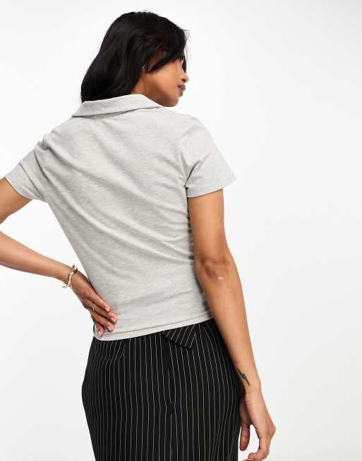 ASOS DESIGN second skin polo top in grey marl | ASOS