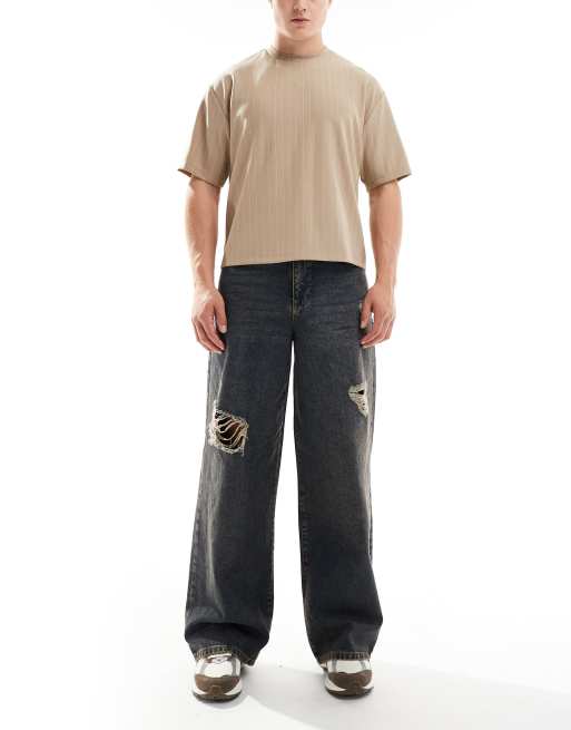 Asos Design Sehr Weite Baggy Jeans In Getönter Mittlerer Waschung