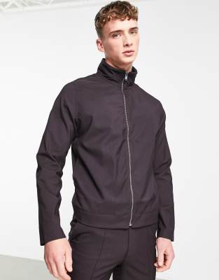 Asos Design Set Smart Track Jacket In Wine Twist-purple | ModeSens