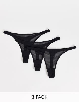 ASOS DESIGN - Set van 3 mesh strings in zwart | ASOS