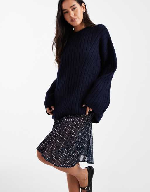 ASOS DESIGN sheer fishtail knee-length skirt in polka dot | ASOS