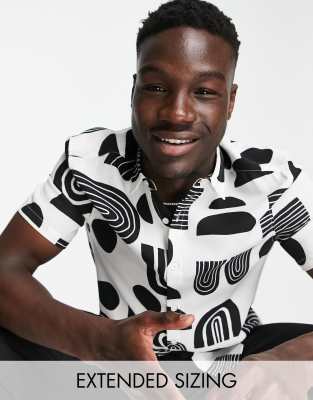ASOS DESIGN shirt in white abstract print | ASOS