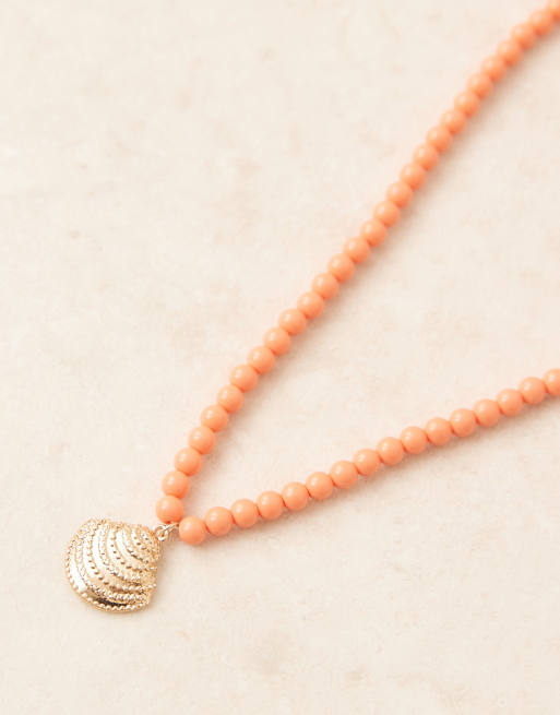 ASOS DESIGN short necklace with colored stones and shell pendant | ASOS