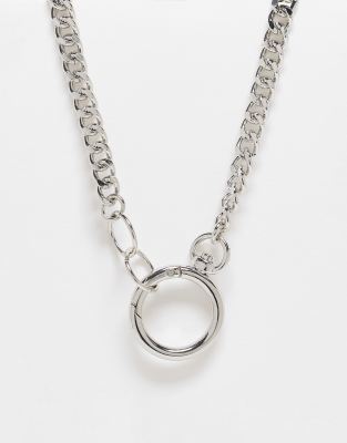 ASOS DESIGN short necklace with ring design in silver tone | ASOS