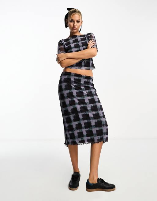 Asos Design Siateczkowa Spódnica Midi Ze Wzorem W Kratkę Część