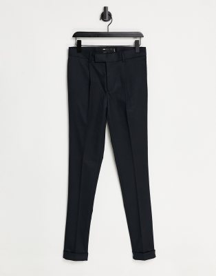 ASOS DESIGN skinny ankle grazer smart pants in navy twill | ASOS