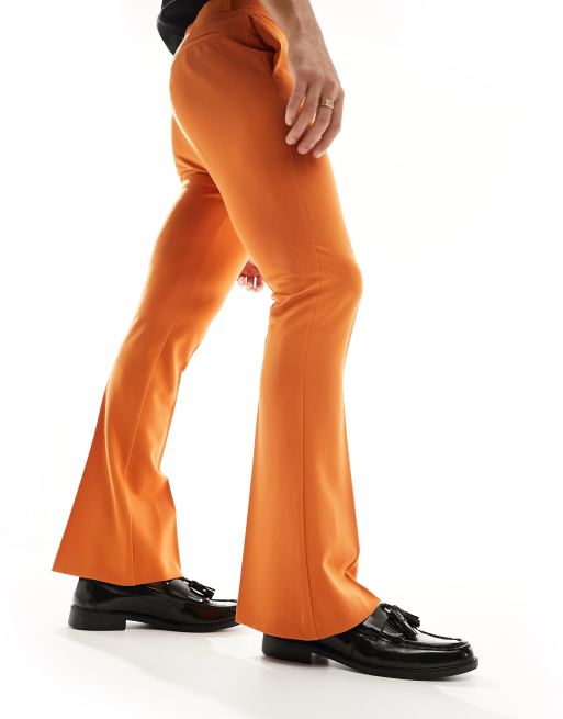 ASOS DESIGN skinny flared smart pants in orange | ASOS