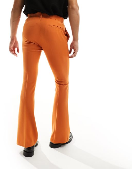ASOS DESIGN skinny flared smart pants in orange | ASOS