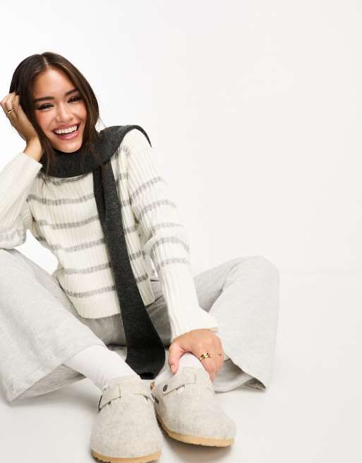 ASOS DESIGN skinny knit scarf in charcoal grey | ASOS