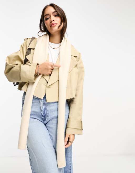 ASOS DESIGN skinny knit scarf in cream | ASOS