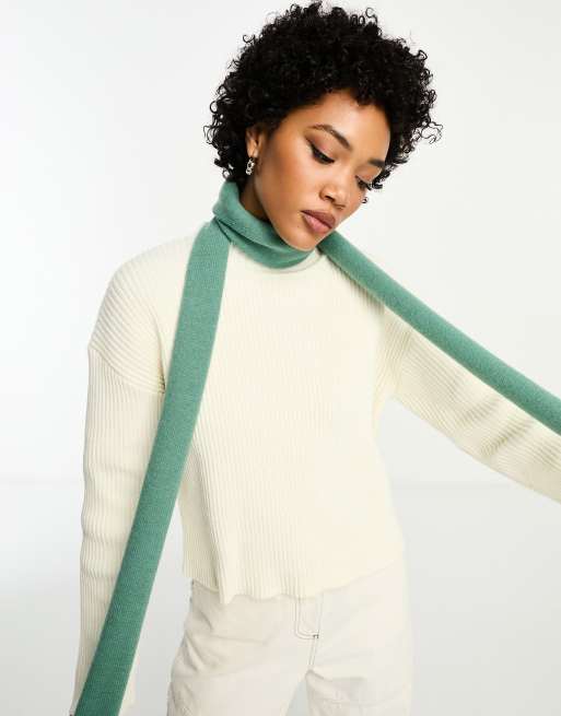 ASOS DESIGN skinny knit scarf in dark sage | ASOS