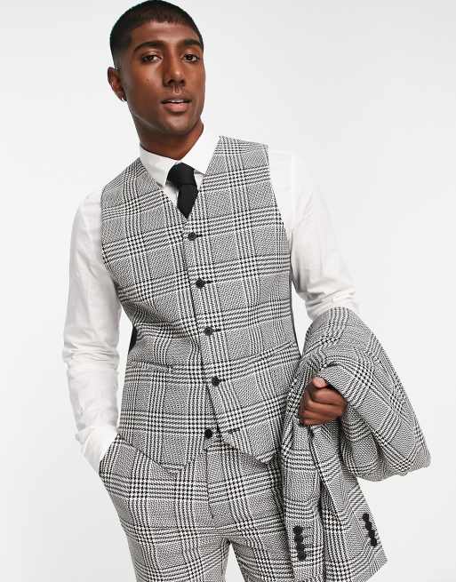 ASOS DESIGN skinny mix and match waistcoat in black and white ...