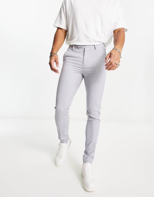 ASOS DESIGN skinny smart pants with light grey pinstripe | ASOS