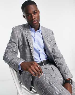 Asos Design Skinny Suit Jacket In Gray Check In Neutral | ModeSens