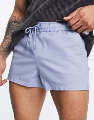 Asos Design Skinny Super Short Chino Shorts With Elasticated Waist In ...