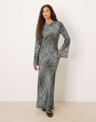 ASOS DESIGN slash neck maxi dress in animal print | ASOS