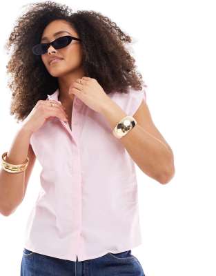 ASOS DESIGN sleeveless shirt in pink | ASOS