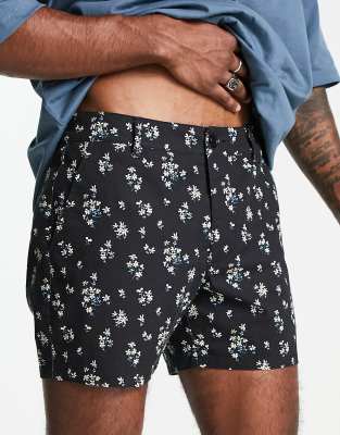 ASOS DESIGN slim chino shorts in shorter length in floral print | ASOS
