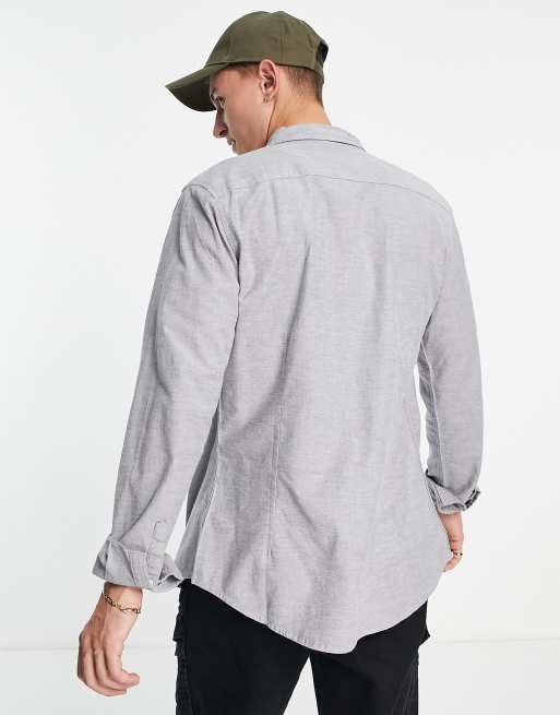 ASOS DESIGN slim fit oxford shirt in charcoal | ASOS