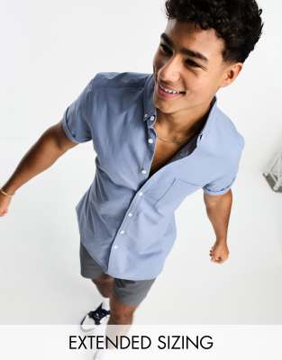 ASOS DESIGN slim fit oxford shirt in sky blue | ASOS