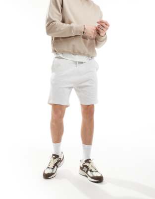 ASOS DESIGN slim fit shorts in white marl | ASOS