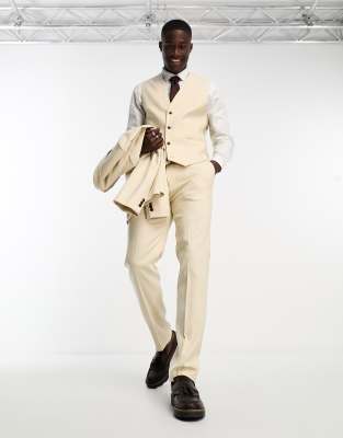 ASOS DESIGN slim oxford suit trouser in sand | ASOS